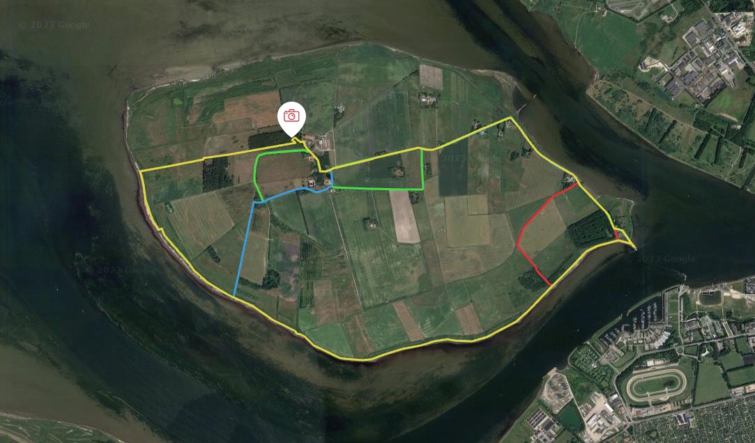 Vandreruter på Egholm - Kort over de 4 ture